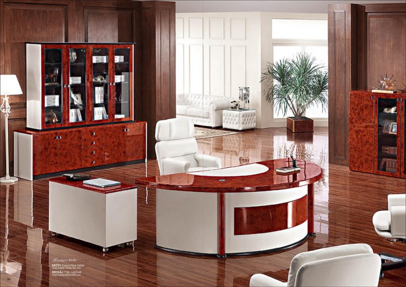 Rolls 6833 White Leather Office l shape Executive Office Desk - HAOSEN ...